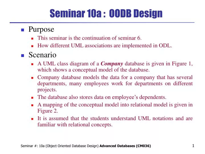 PPT - Seminar 10a : OODB Design PowerPoint Presentation, free download ...