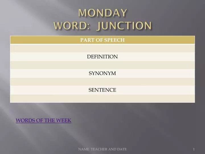 PPT - MONDAY WORD: JUNCTION PowerPoint Presentation, free download - ID ...