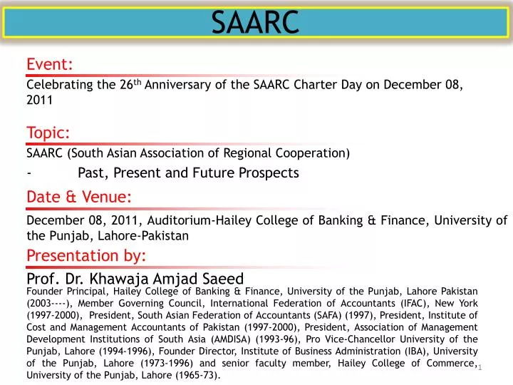 PPT - SAARC PowerPoint Presentation, free download - ID:2716793
