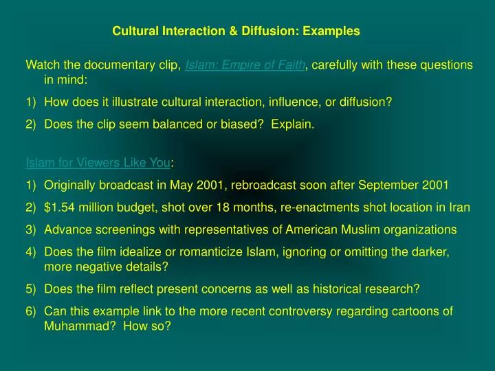 PPT - Cultural Interaction & Diffusion: Examples PowerPoint ...