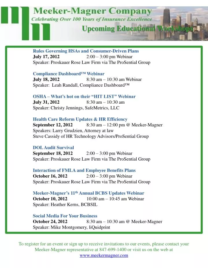 PPT - Upcoming Educational Workshops PowerPoint Presentation, free ...