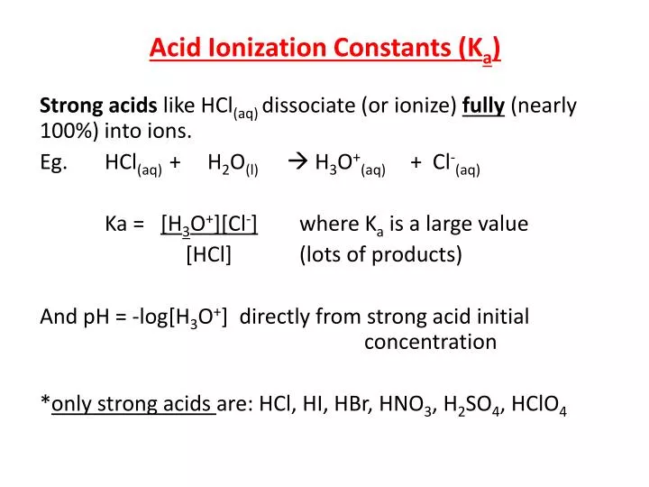PPT - Acid Ionization Constants ( K a ) PowerPoint Presentation, free ...