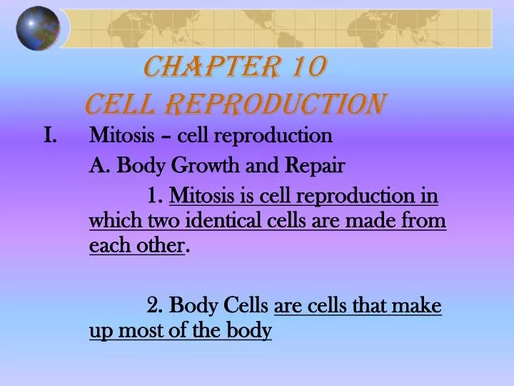 PPT - Chapter 10 cell Reproduction PowerPoint Presentation, free ...