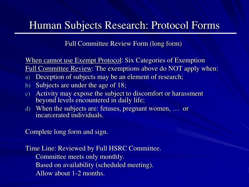 PPT - Human Subjects Research Committee (HSRC) (or, Institutional ...