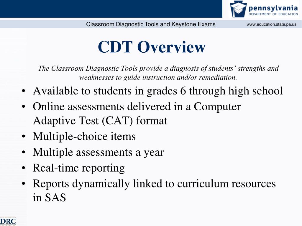 PPT - Keystone Exams and Classroom Diagnostic Tools Pennsylvania ...
