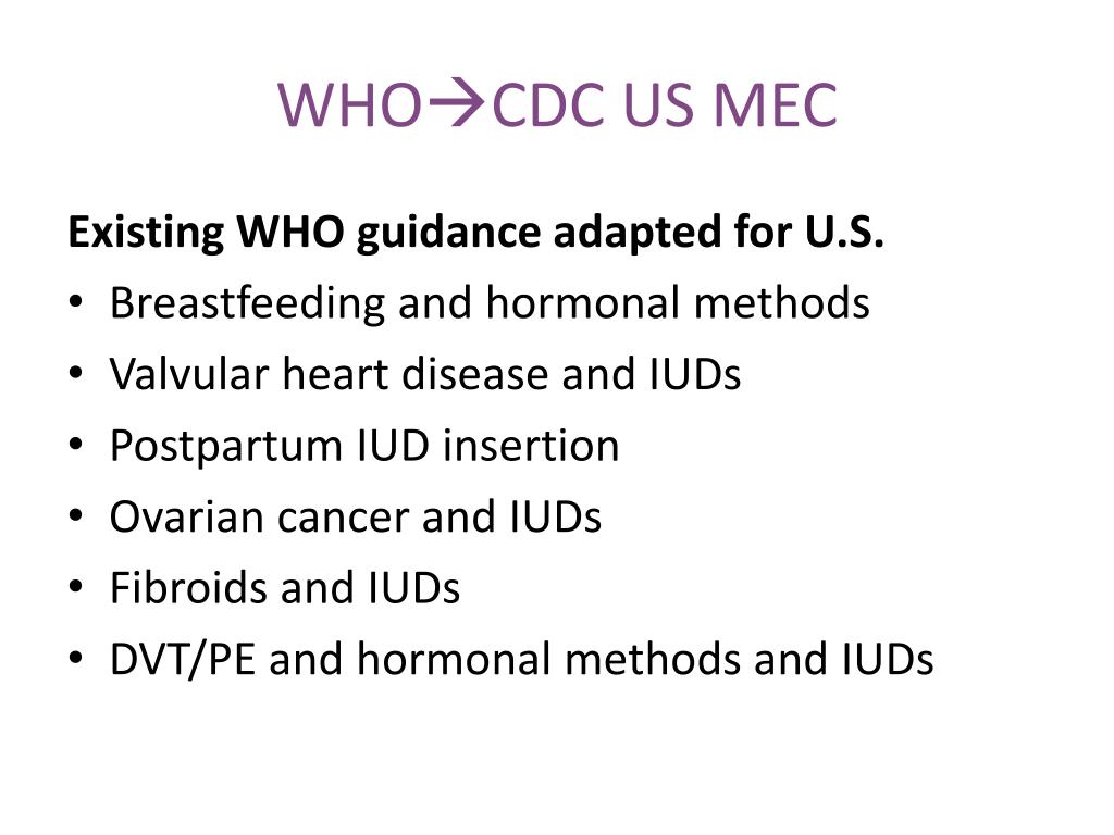 PPT - Finding the Right Contraceptive The U.S. Medical Eligibility ...