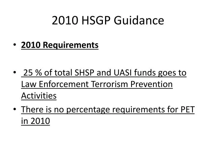 PPT - 2010 HSGP Guidance PowerPoint Presentation, free download - ID:2723535