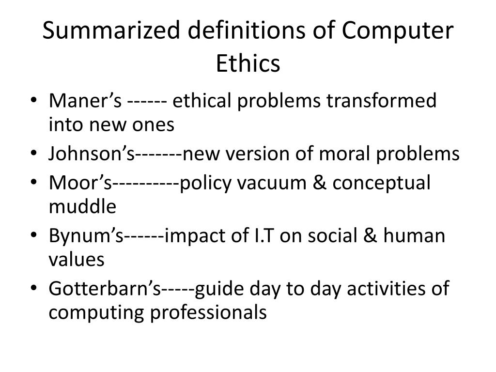 PPT Lecture 2 What Is Computer Ethics Special Status Of Computer Ethics PowerPoint 