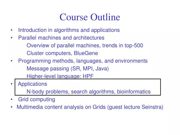 PPT - Course Outline PowerPoint Presentation, free download - ID:2726874