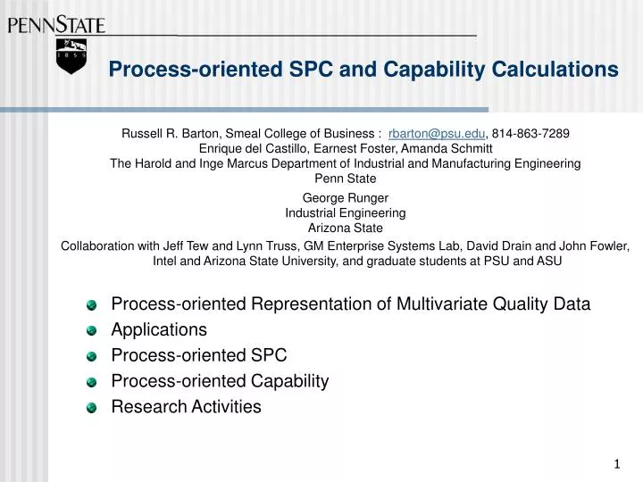 PPT - Process-oriented SPC and Capability Calculations PowerPoint ...