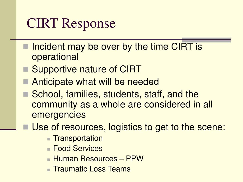 PPT - Critical Incident Response And CIRT Board of Education Report ...
