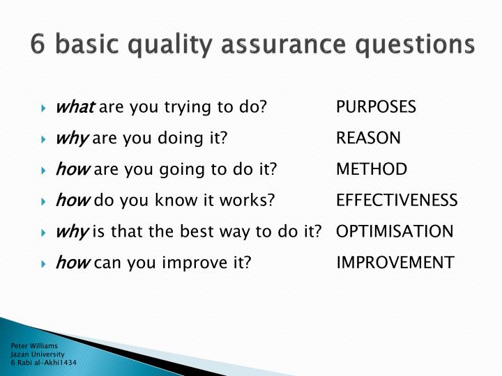 PPT - The Role of Quality Assurance In The Improvement of Quality And ...