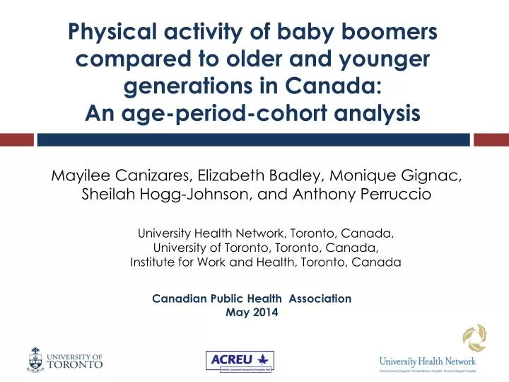 PPT - Physical activity of baby boomers compared to older and younger ...