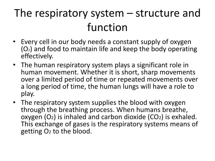 PPT - The respiratory system – structure and function PowerPoint ...