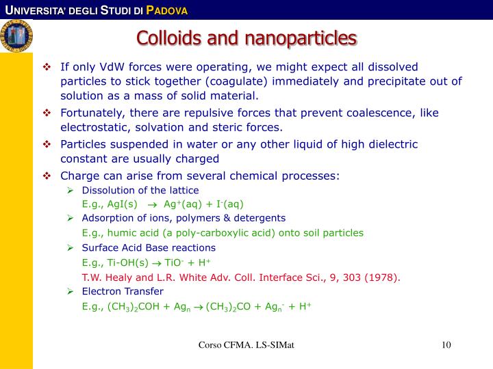 PPT - Chimica Fisica dei Materiali Avanzati Part 5 – Colloids and ...