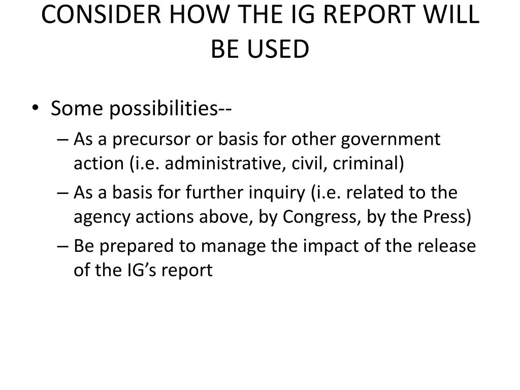 PPT - Government Investigations – an Inspector General’s perspective ...