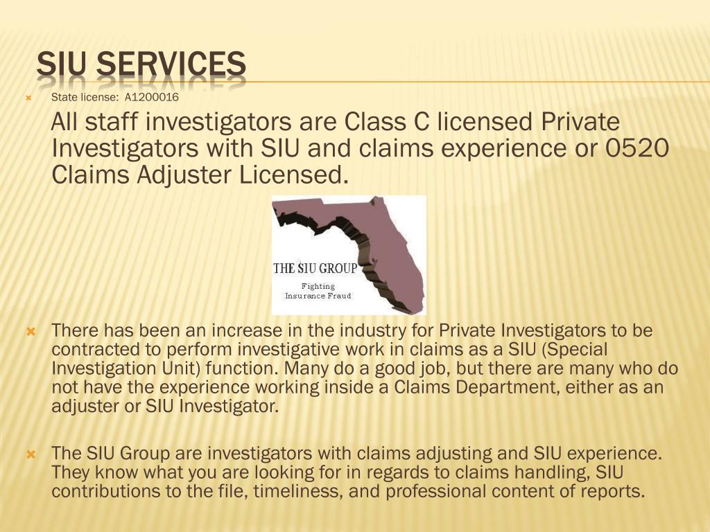 PPT - THE SIU GROUP appreciates the opportunity to serve you ...