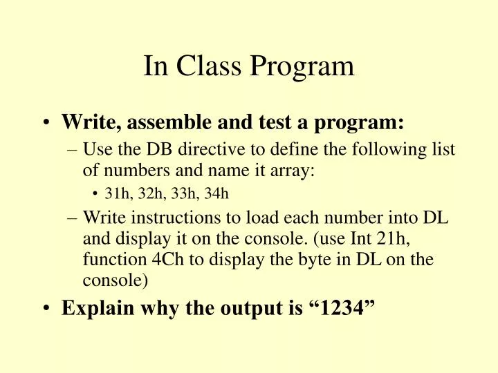 PPT - In Class Program PowerPoint Presentation, free download - ID:2733523