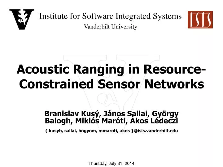 PPT - Acoustic Ranging in Resource-Constrained Sensor Networks PowerPoint Presentation - ID:2733855