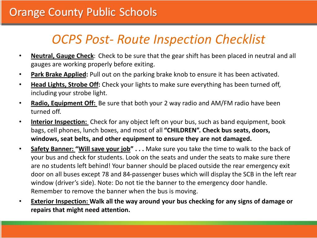 PPT - OCPS Pre-Trip Inspection Victoria Creech March 23, 2012 ...