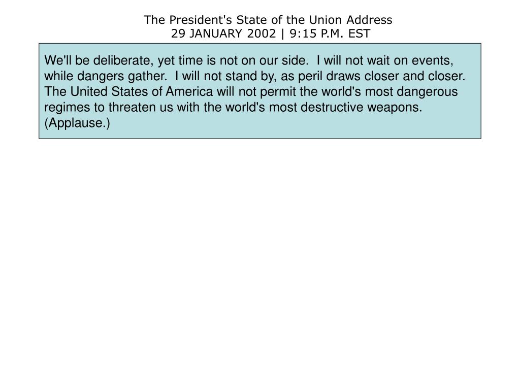 PPT - The President's State of the Union Address The United States ...