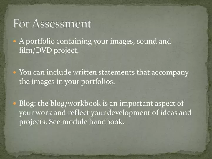 PPT - For Assessment PowerPoint Presentation, free download - ID:2735938