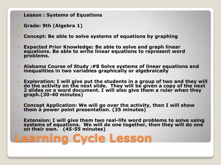 PPT - Learning Cycle Lesson PowerPoint Presentation, free download - ID:2736195