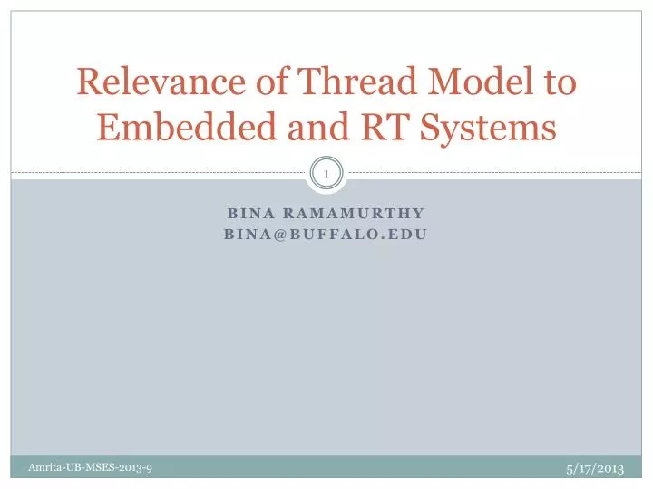 PPT - Relevance of Thread Model to E mbedded and RT Systems PowerPoint ...