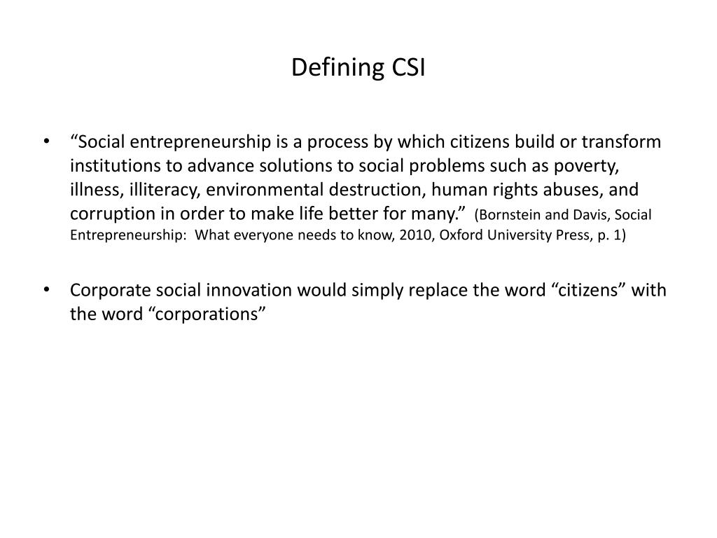 PPT - Corporate Social Innovation: Transforming Corporations into ...