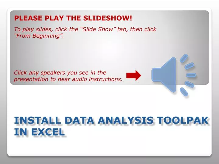 PPT - Install Data Analysis ToolPak in Excel PowerPoint Presentation ...