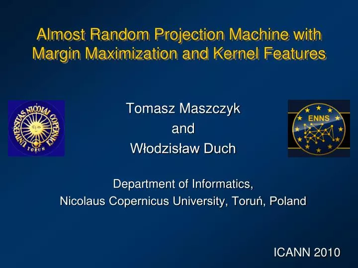 Ppt Almost Random Projection Machine With Margin Maximization And
