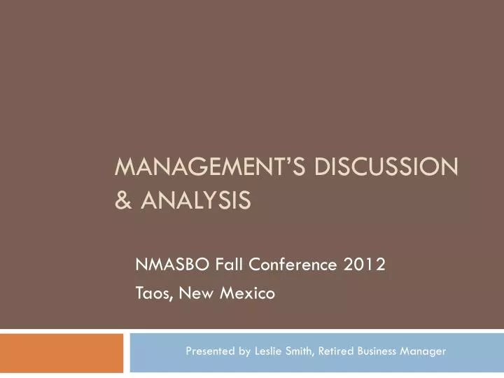 PPT - Management’s Discussion & Analysis PowerPoint Presentation - ID ...