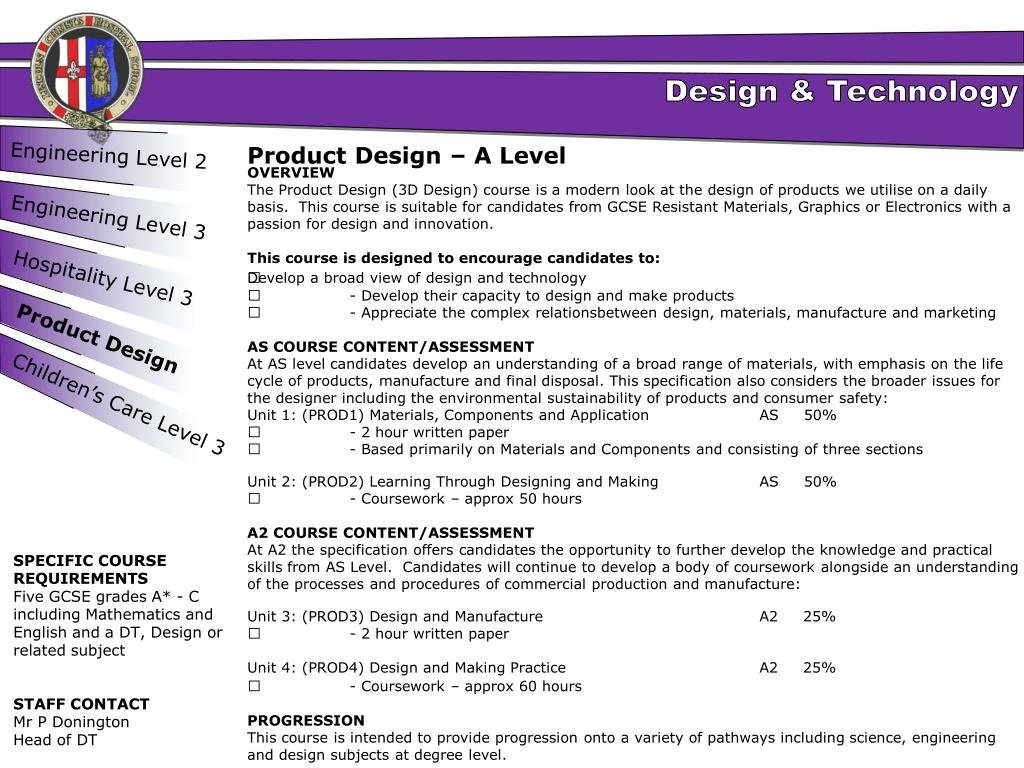 PPT - Year 12 options... Know the facts about Design & Technology ...