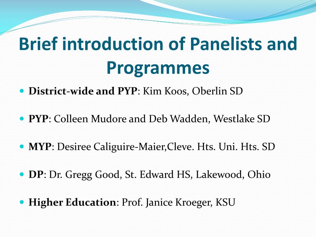 PPT - OHIO GLOBAL INSTITUTE 2013 International Baccalaureate Panel ...