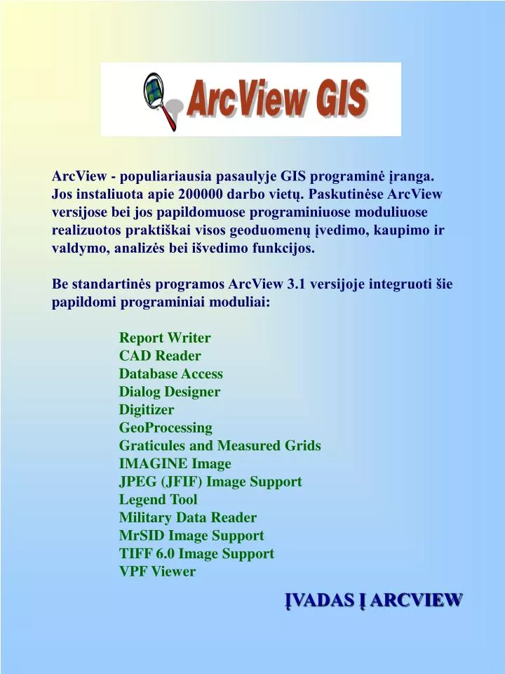 PPT - ĮVADAS Į ARCVIEW PowerPoint Presentation, free download - ID:2741674