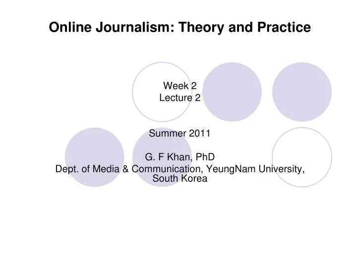 PPT - Online Journalism: Theory and Practice PowerPoint Presentation ...