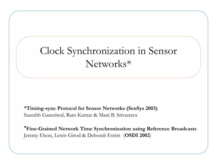 Ppt Clock Synchronization In Sensor Networks Powerpoint Presentation
