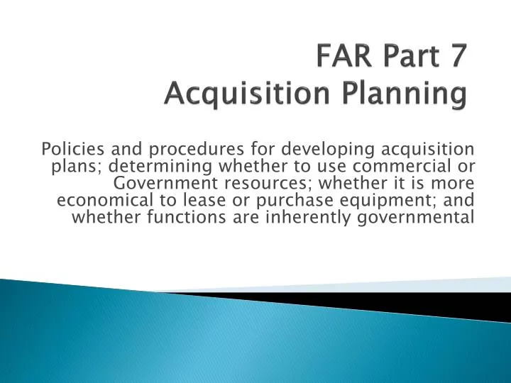 PPT - FAR Part 7 Acquisition Planning PowerPoint Presentation, free ...