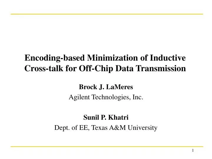 Ppt Encoding Based Minimization Of Inductive Cross Talk For Off Chip