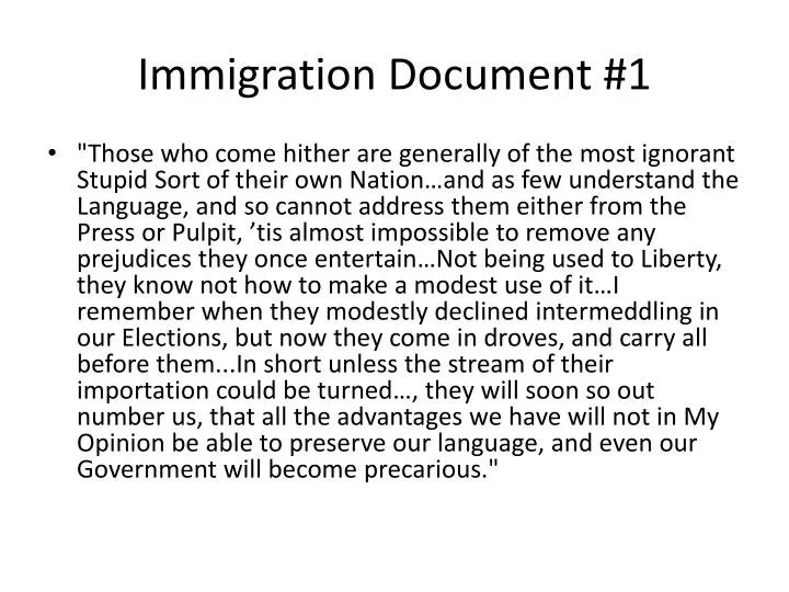 PPT - Immigration Document #1 PowerPoint Presentation, free download ...
