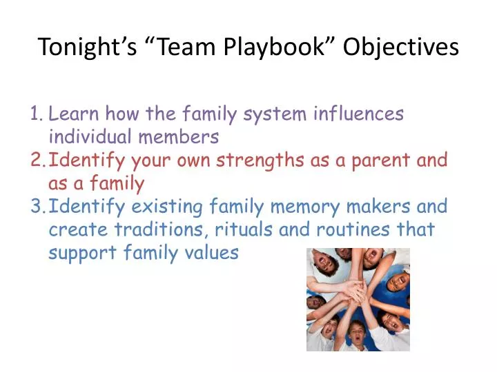 PPT - Tonight’s “Team Playbook” Objectives PowerPoint Presentation - ID ...