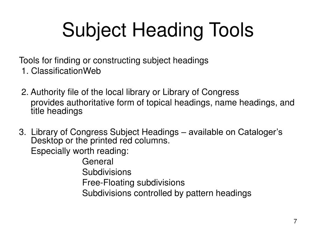 PPT - Subject Headings Part 2 PowerPoint Presentation, free download ... PPT - Subject Headings Part 2 PowerPoint Presentation, free download ...