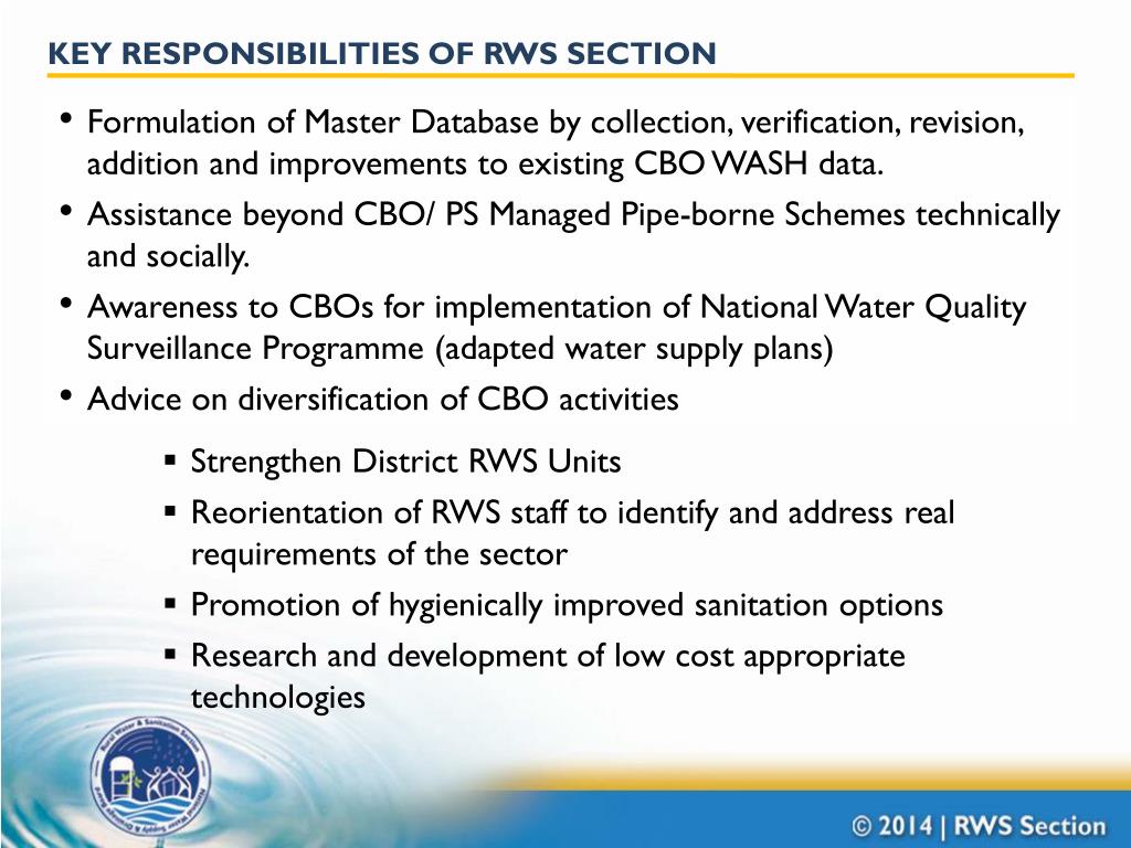 PPT - REORIENTATION PROGRAMME FOR RWS UNITS NATIONAL WATER SUPPLY ...