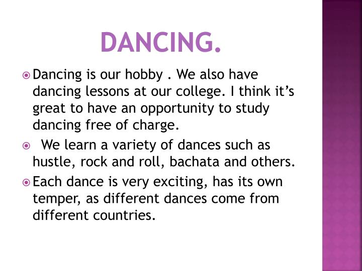 PPT - Dancing is my hobby . PowerPoint Presentation - ID:2761019