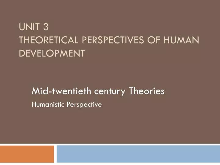 PPT - Unit 3 Theoretical Perspectives of Human Development PowerPoint ...