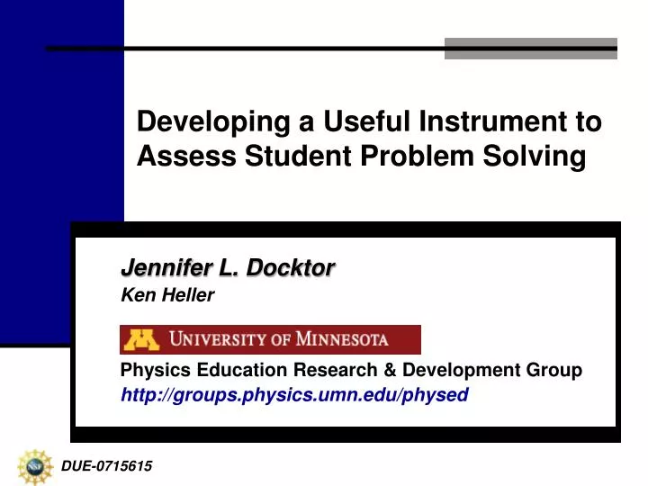 PPT - Developing a Useful Instrument to Assess Student Problem Solving ...