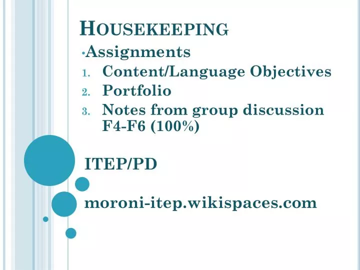 PPT - Housekeeping PowerPoint Presentation, free download - ID:2762679