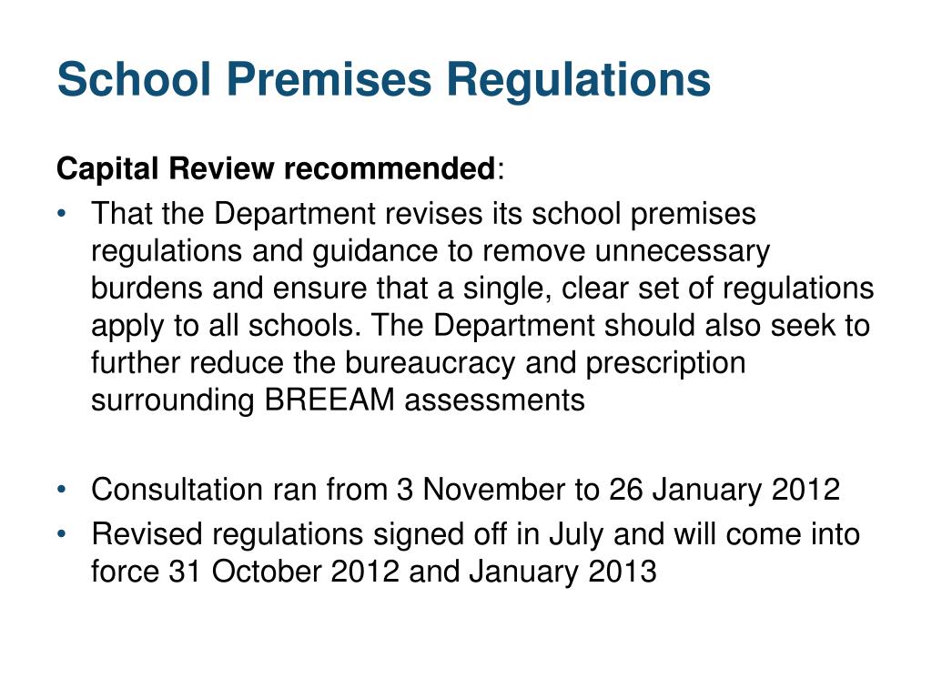 PPT - School premises regulations, wider guidance and baseline designs ...