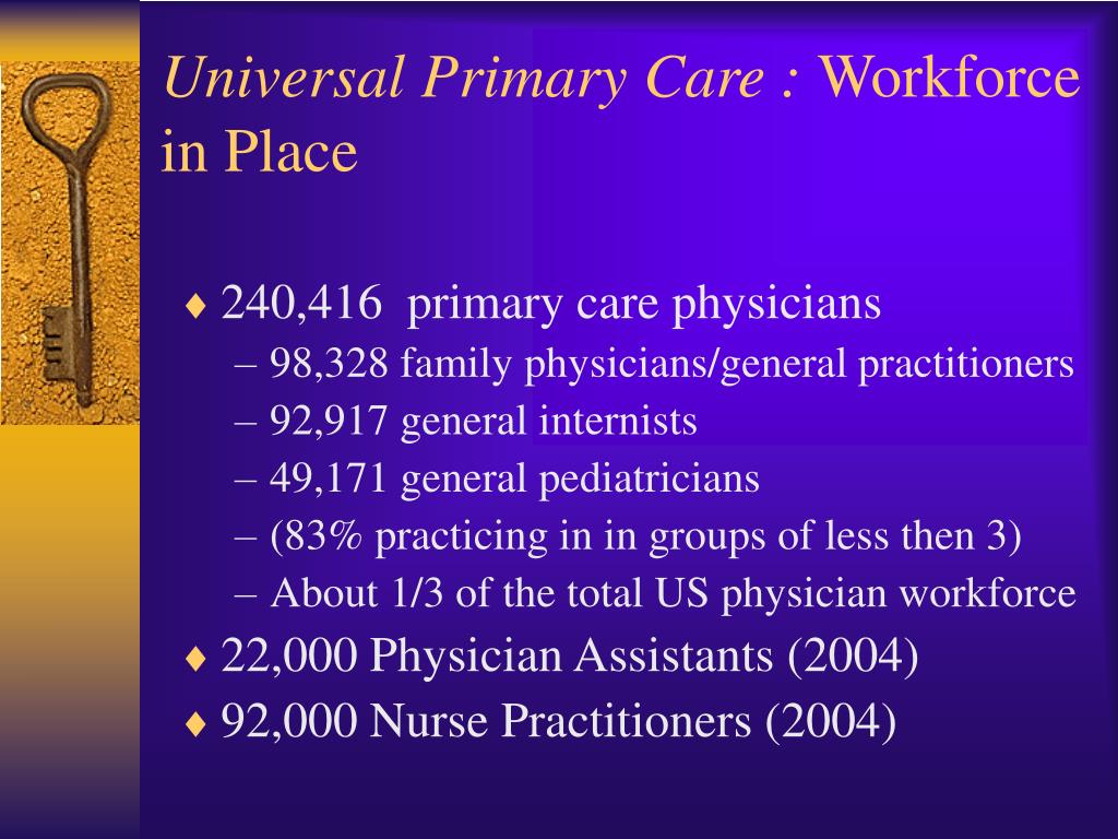 PPT - Universal Primary Care -- Health Care. Reform. Shovel Ready Now ...
