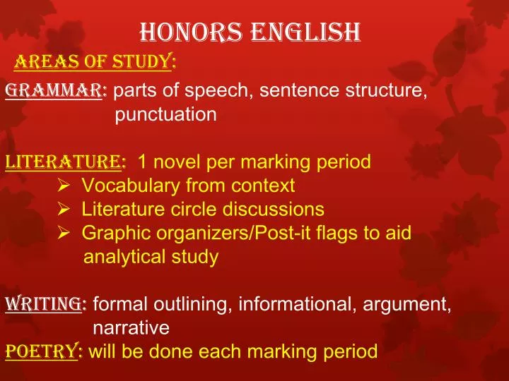 PPT - Honors English PowerPoint Presentation, free download - ID:2764739